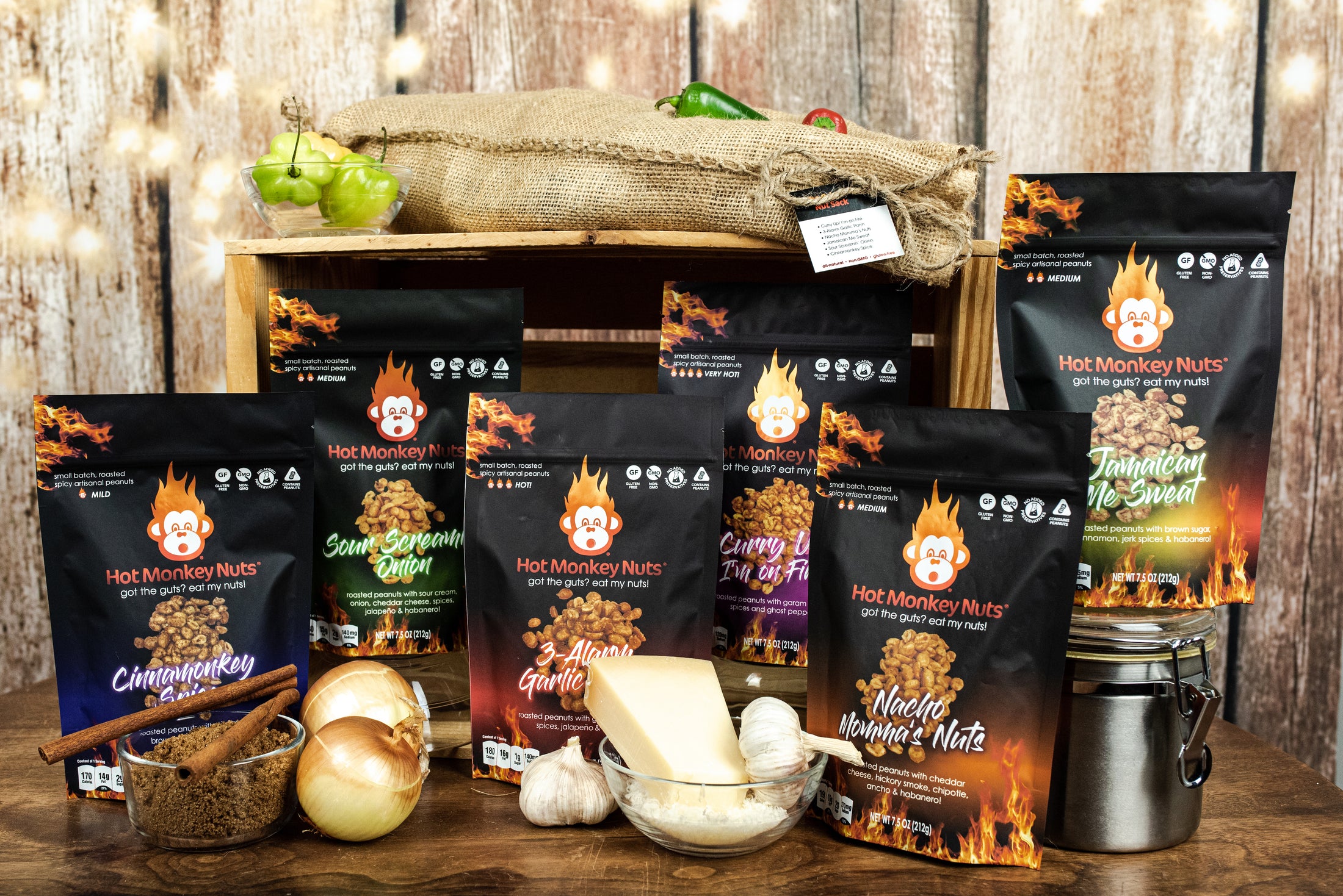 Buy Artisanal Flavored Peanuts | Nut Sacks | Hot Monkey Nuts