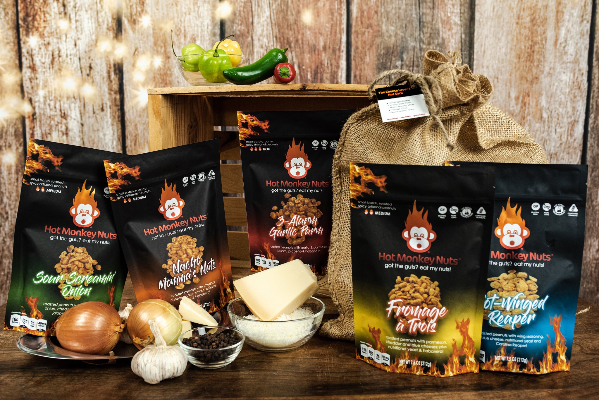 Buy Artisanal Flavored Peanuts | Nut Sacks | Hot Monkey Nuts